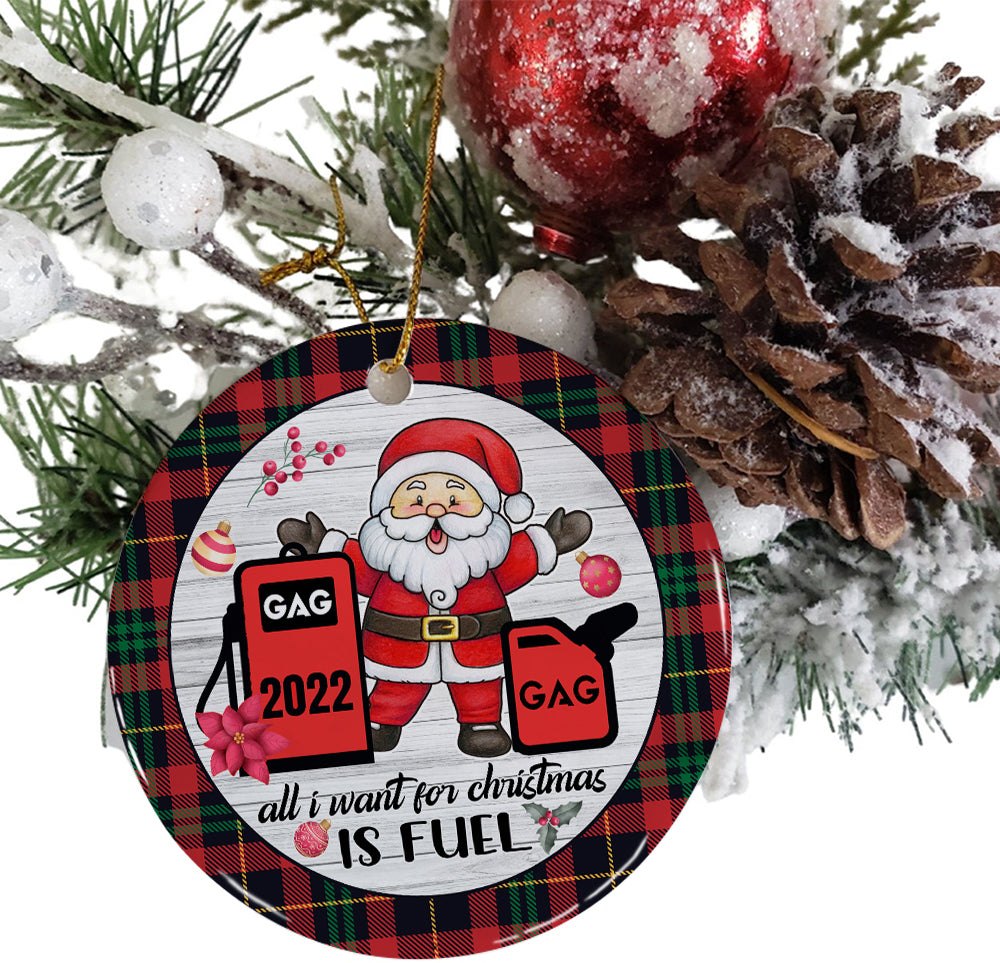 All I Want for Christmas is Fuel Ornament Png, Round Christmas Ornament ...