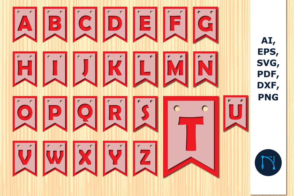 Alphabet Banner SVG 3d paper cut bundle - So Fontsy