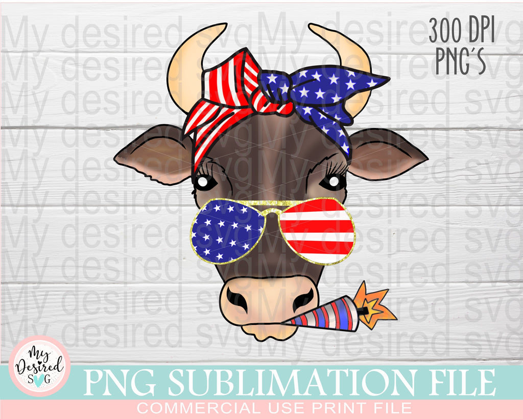 America Cow PNG Bandana Sublimation - So Fontsy