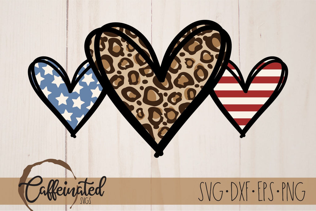 Patriotic Hearts SVG, 4th of July - So Fontsy