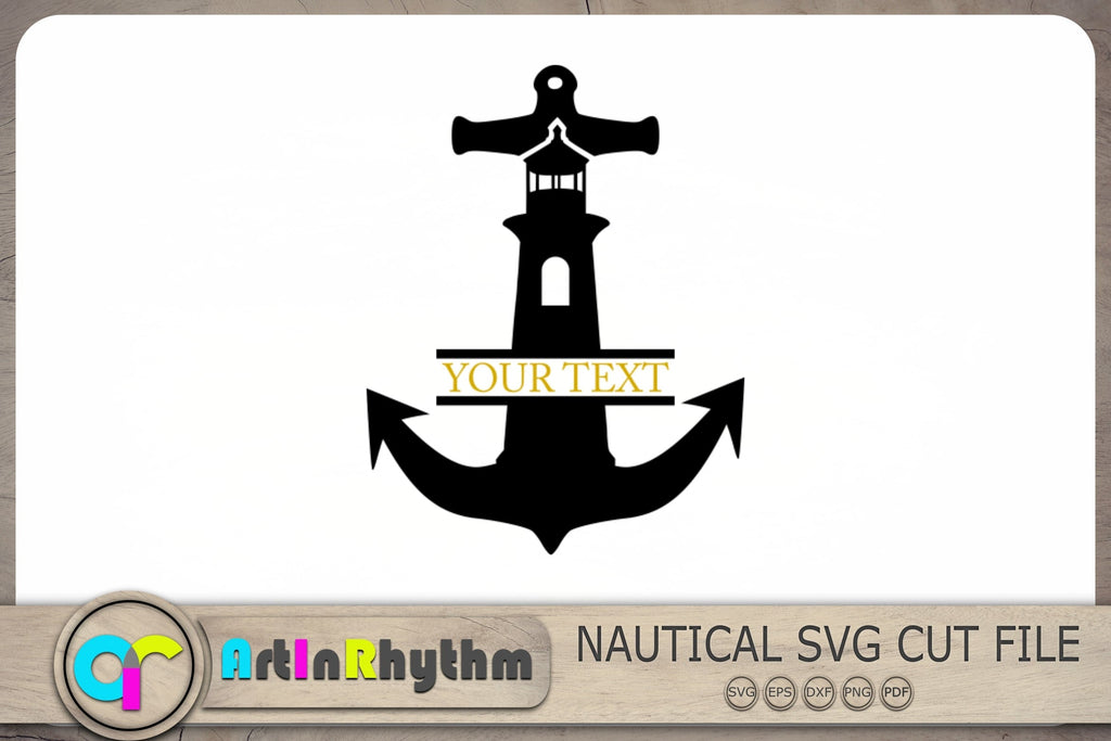 Anchor Lighthouse Split Monogram Svg, Nautical Svg - So Fontsy