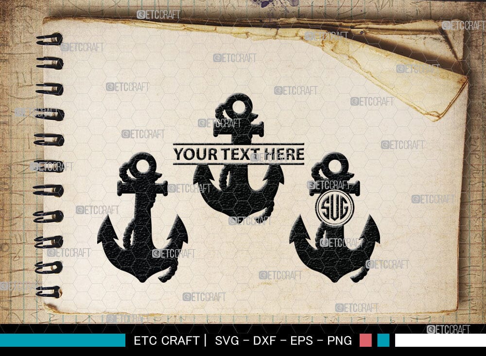 Anchor Monogram, Anchor Silhouette, Anchor SVG, Rope, Rope Anchor ...
