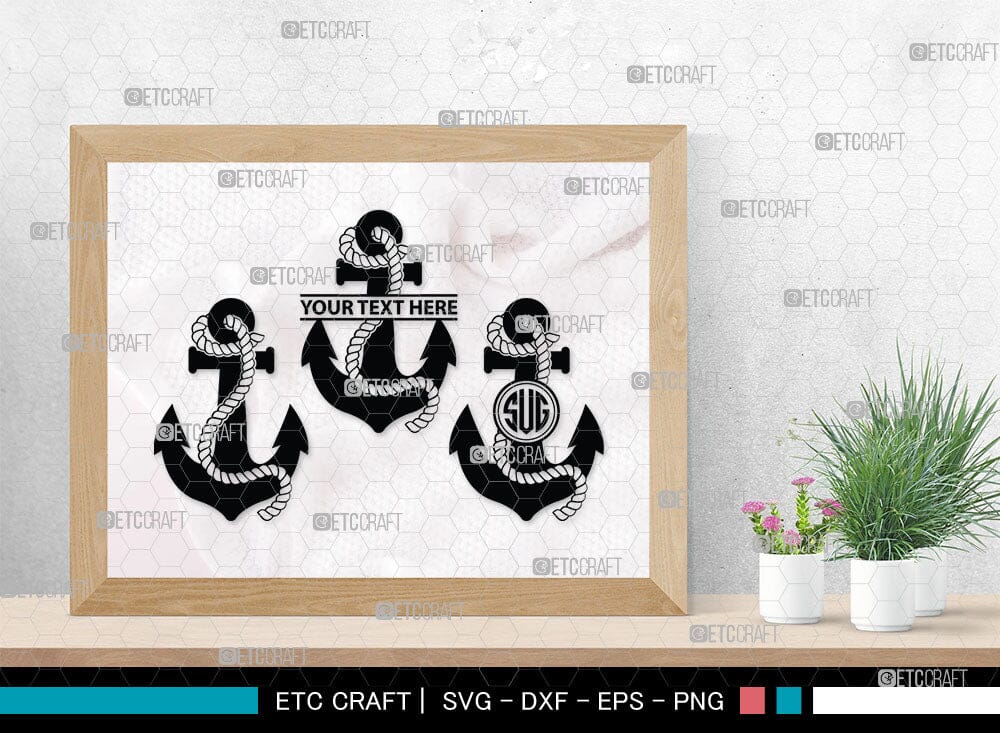 Anchor Monogram, Anchor Silhouette, Anchor SVG, Rope, Rope Anchor ...