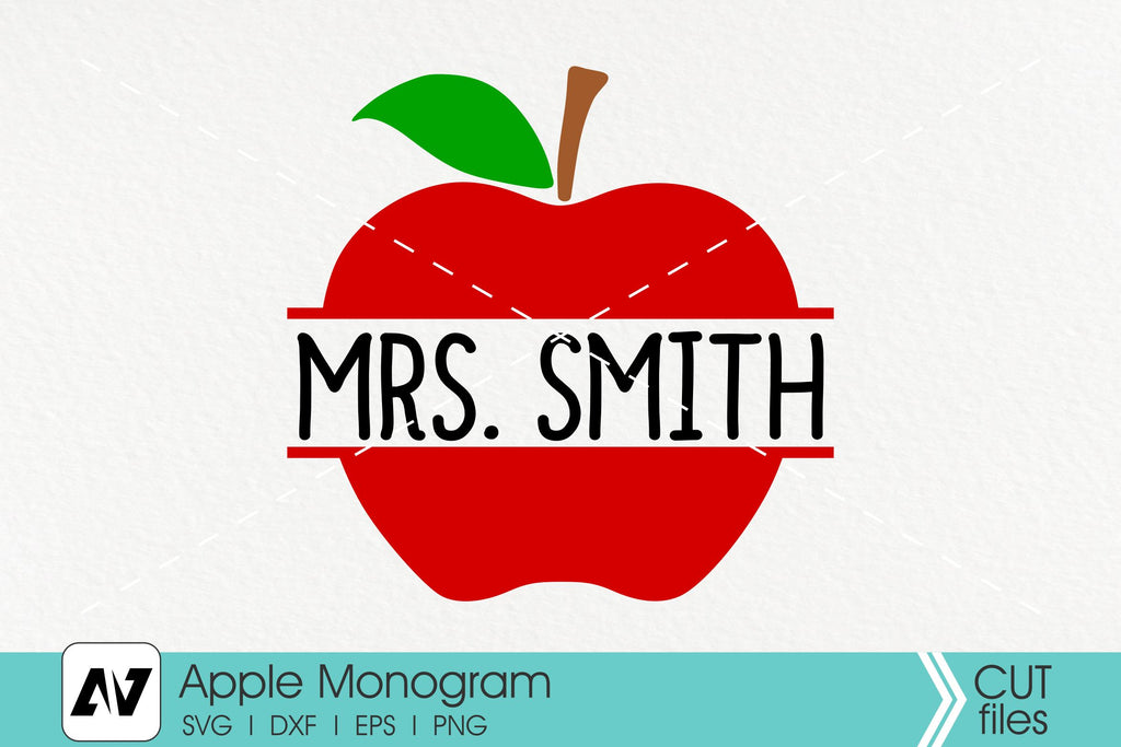 Apple Monogram Svg, Apple Svg, Apple Clip Art, Apple Dxf - So Fontsy