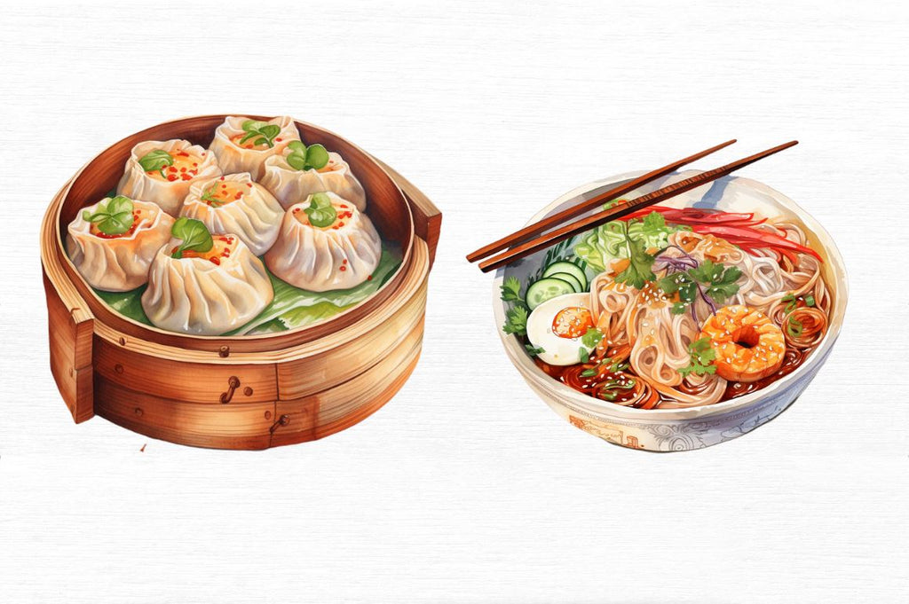 Asian Food Watercolor Clipart - So Fontsy