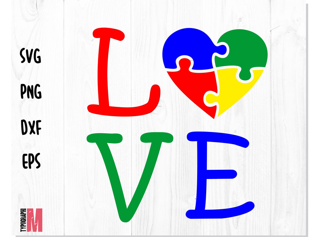 Autism Puzzle Heart Love SVG - So Fontsy
