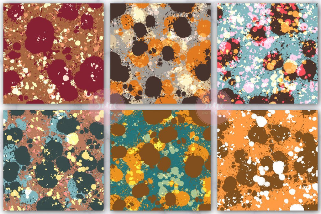 Autumn Splatter Digital Papers Backgrounds - So Fontsy
