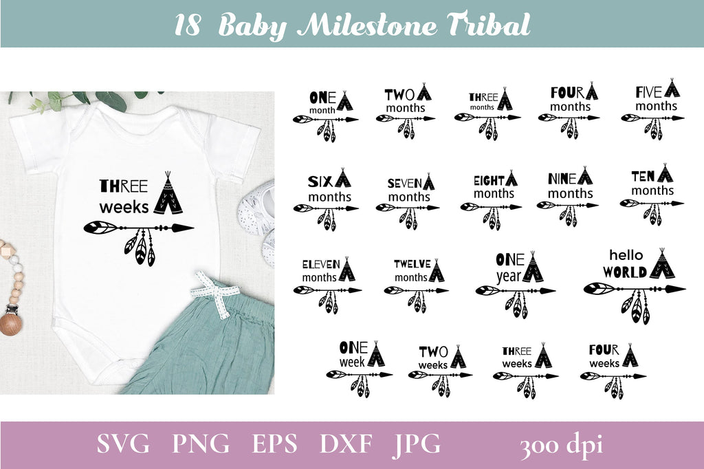 Baby Milestones SVG Bundle. Monthly Milestones Bundle - So Fontsy