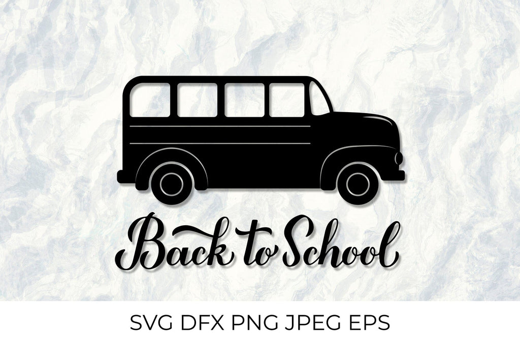 Back to school calligraphy lettering. School bus SVG - So Fontsy
