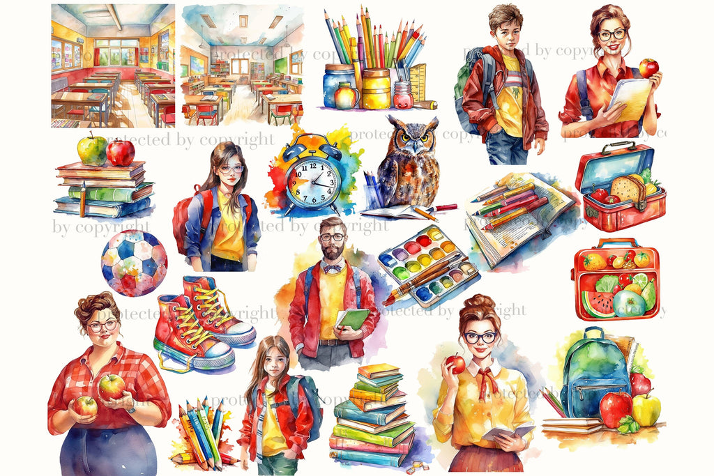 Back To School Clipart | Elementary Illustration PNG - So Fontsy