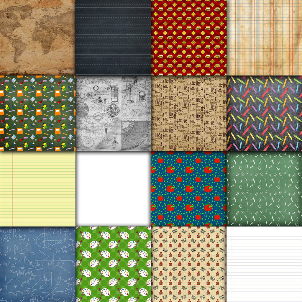 Back To School Digital Paper Textures - So Fontsy