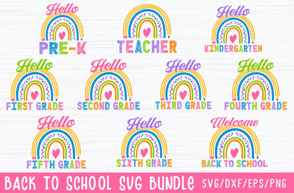 Back to School svg bundle, School Bundle, Pre-k to 6th Grade, First Day ...