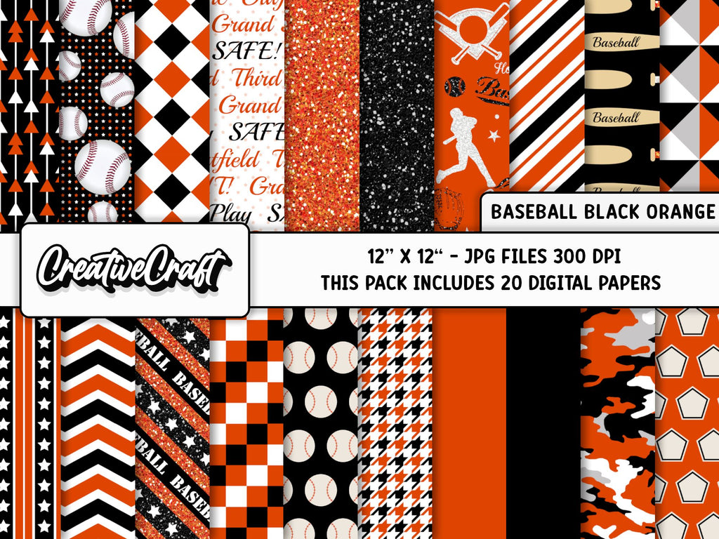 Baseball Sport Digital Papers, scrapbook backgrounds designs - So Fontsy