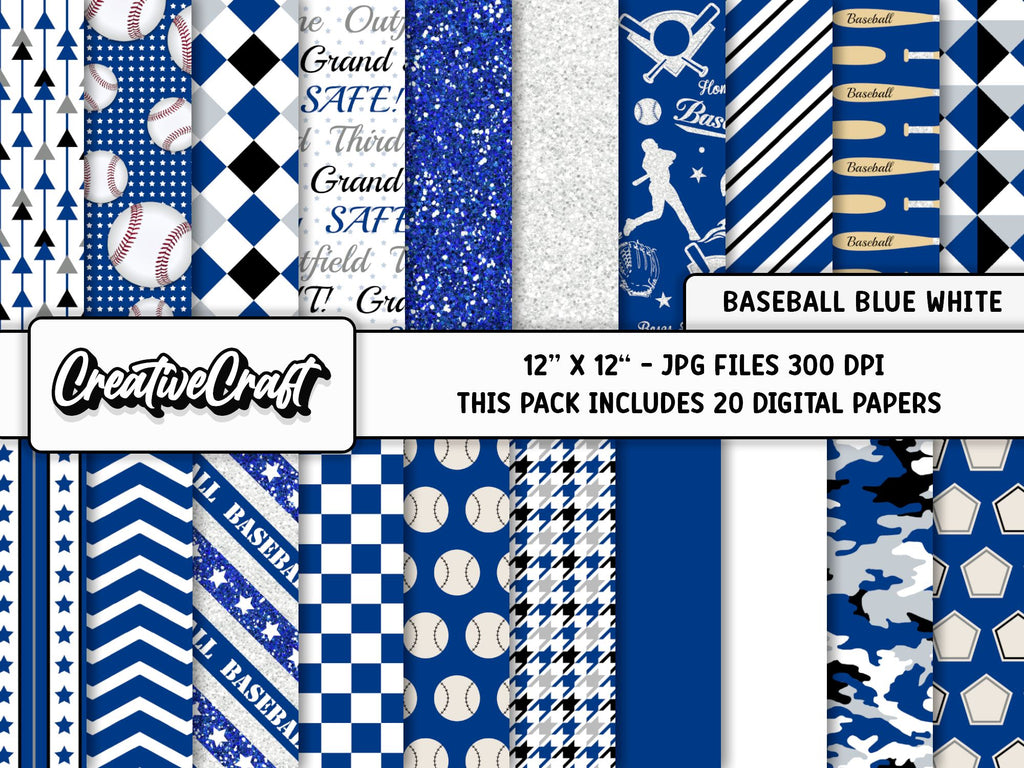 Baseball Sport Digital Papers, scrapbook backgrounds designs - So Fontsy