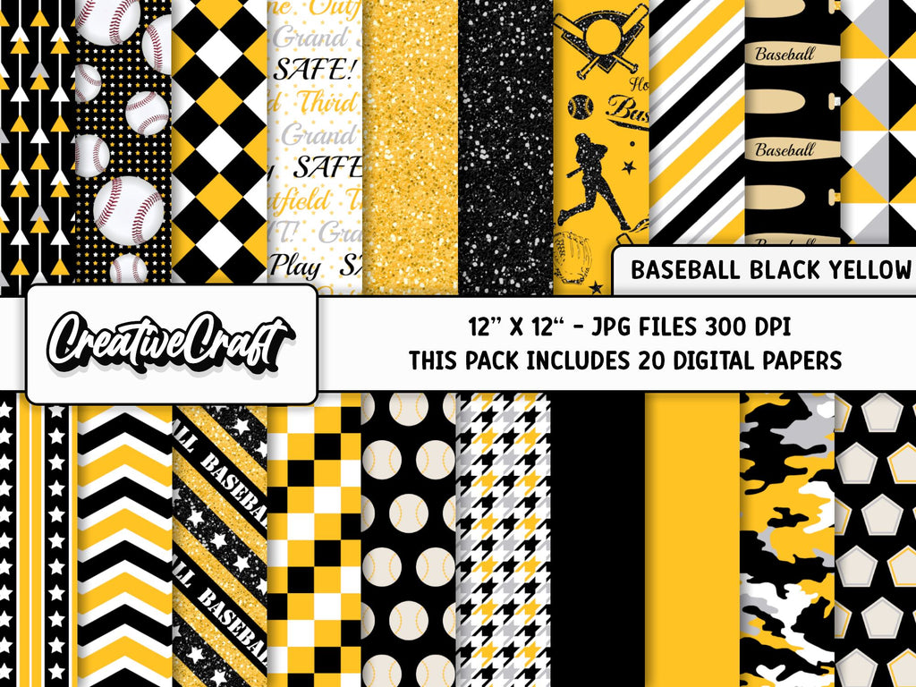 Baseball Sport Digital Papers, scrapbook backgrounds designs - So Fontsy