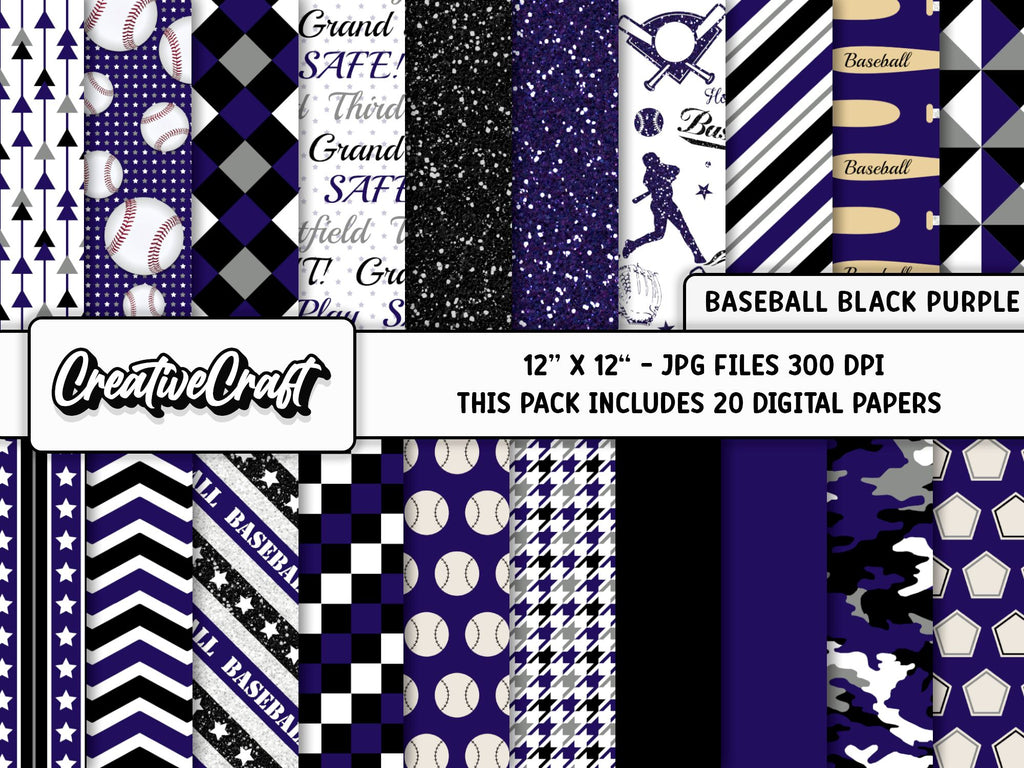 Baseball Sport Digital Papers, scrapbook backgrounds designs - So Fontsy