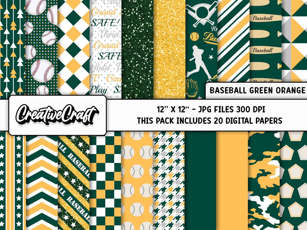 Baseball Sport Digital Papers, scrapbook backgrounds designs - So Fontsy