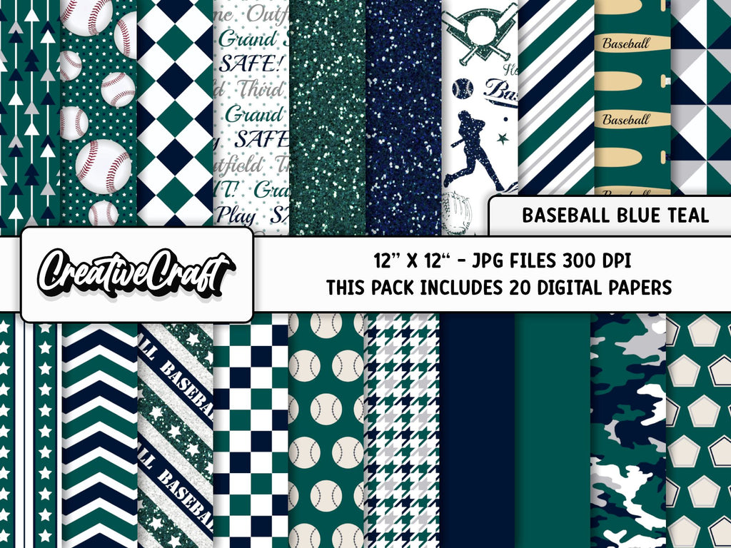 Baseball Sport Digital Papers, scrapbook backgrounds designs - So Fontsy