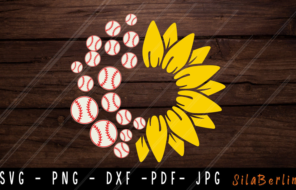 Baseball Sunflower SVG, Baseball Mom svg, Sports Mom - So Fontsy