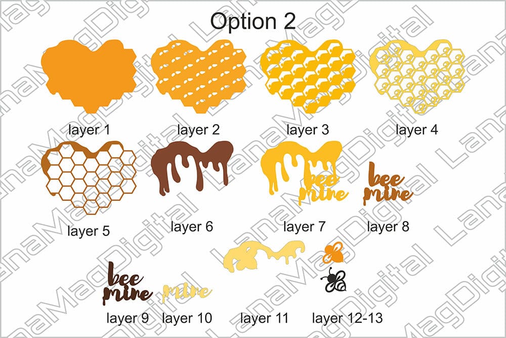 Bee mine svg layered Love honey heart SVG Valentines day svg - So Fontsy