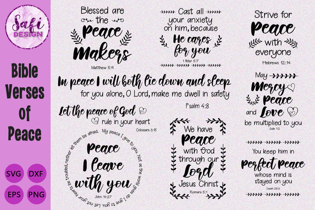 Bible Verses of Peace Cut File Bundle - So Fontsy