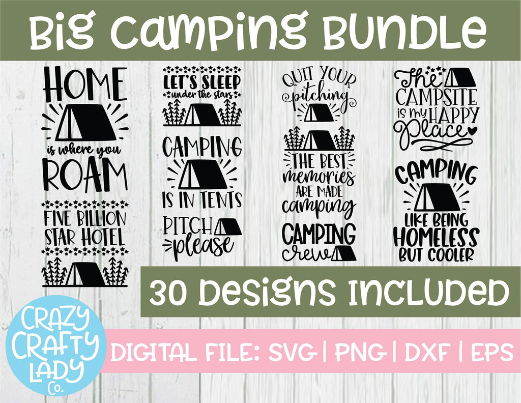 Big Camping SVG Cut File Bundle - So Fontsy