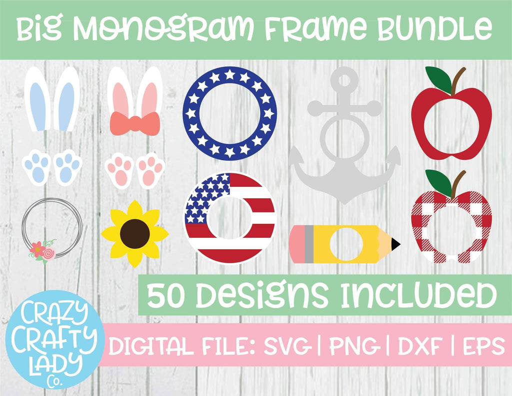 Big Monogram Frame SVG Cut File Bundle - So Fontsy