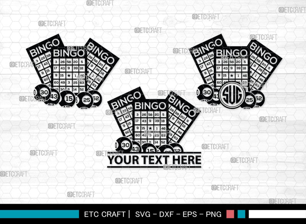 Bingo Monogram, Bingo Silhouette, Bingo SVG, Bingo Card Svg, Bingo ...