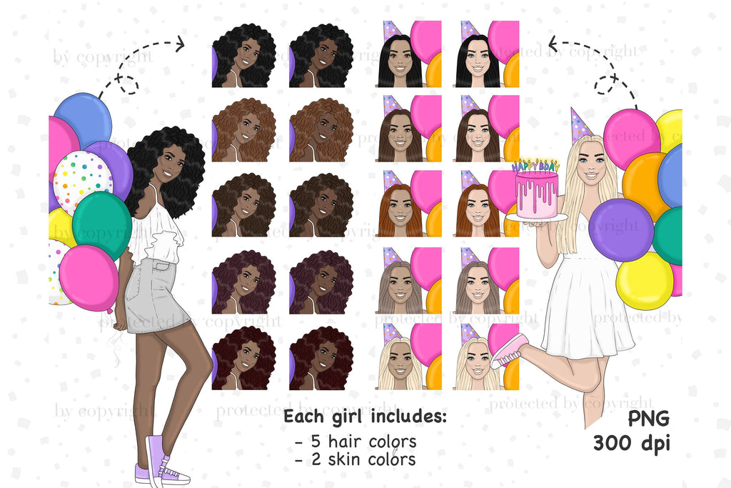 Birthday Girl Clipart PNG | Birthday Party Clipart PNG - So Fontsy