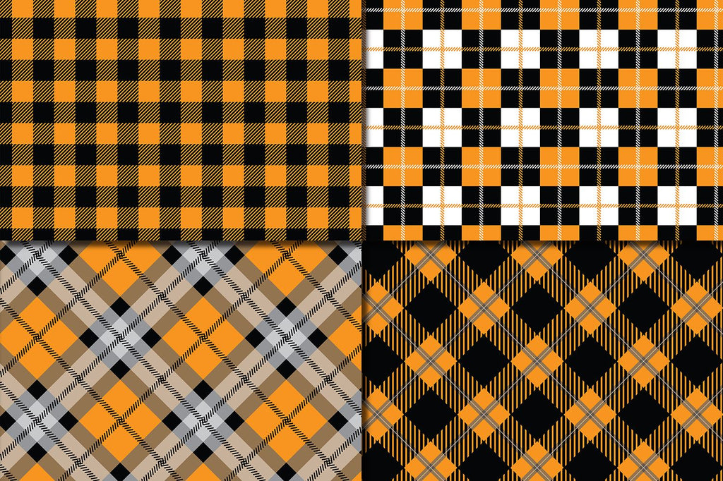 Black and Orange Plaid Digital Paper - So Fontsy