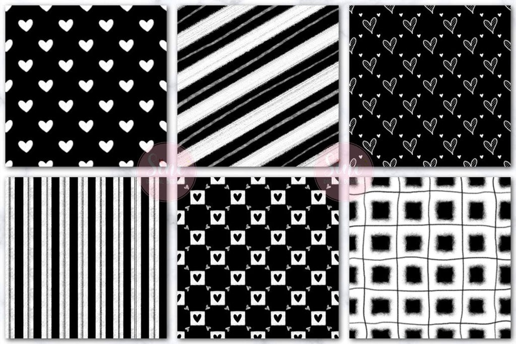 Black and White Digital Papers Backgrounds Set - So Fontsy