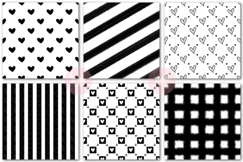 Black and White Digital Papers Backgrounds Set - So Fontsy