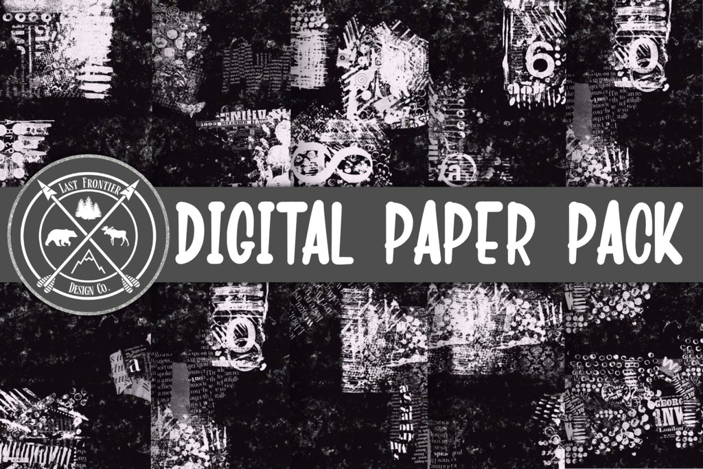 Black and white digital papers|Scrapbooking Paper - So Fontsy