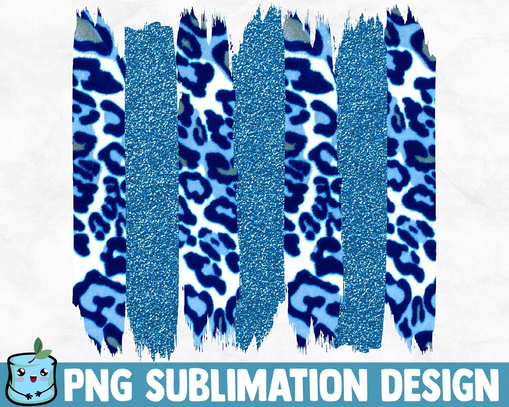 Blue Glitter Leopard Brush Strokes - So Fontsy