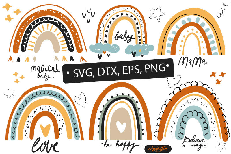 Boho Rainbow Bundle - So Fontsy