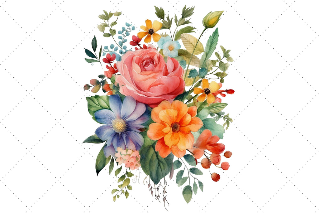 Boho Watercolor Flowers Clipart Bundle, Sublimation, Boho Watercolor ...