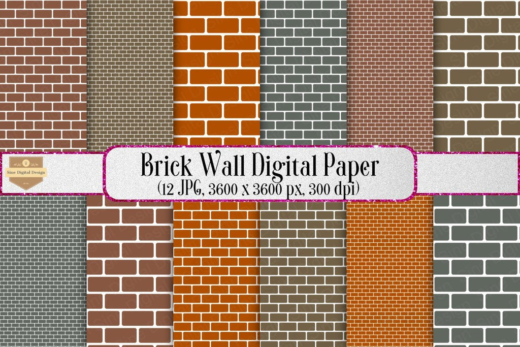 Brick Wall Digital Paper Backgrounds Set - So Fontsy