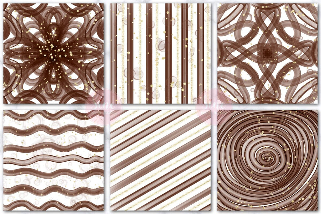 Brown Ink Glitter Digital Papers Backgrounds Set - So Fontsy