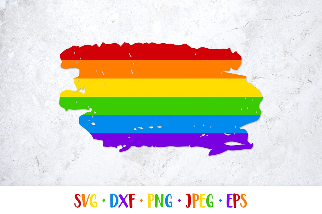 Brush stroke LGBT pride flag SVG. Rainbow LGBTQ flag - So Fontsy