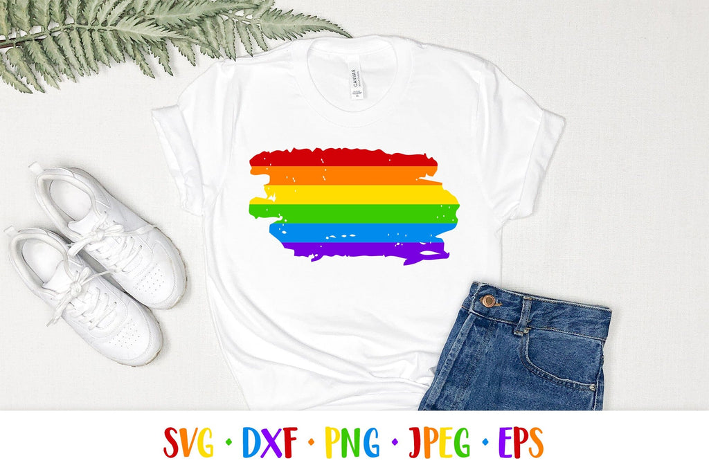 Brush stroke LGBT pride flag SVG. Rainbow LGBTQ flag - So Fontsy