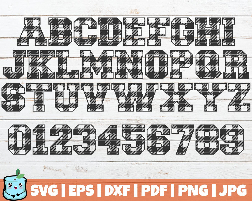 Buffalo Plaid Alphabet And Numbers - So Fontsy
