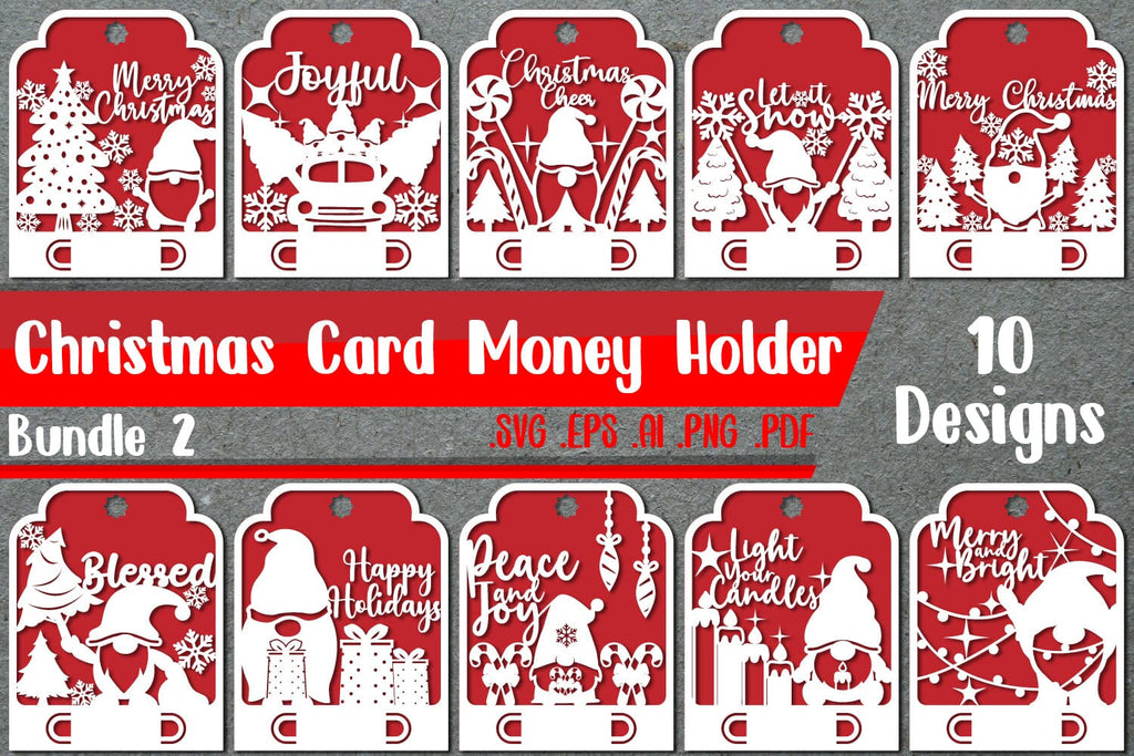 BUNDLE 2|Christmas Card Money Holder Bundle - svg eps ai png pdf - So ...