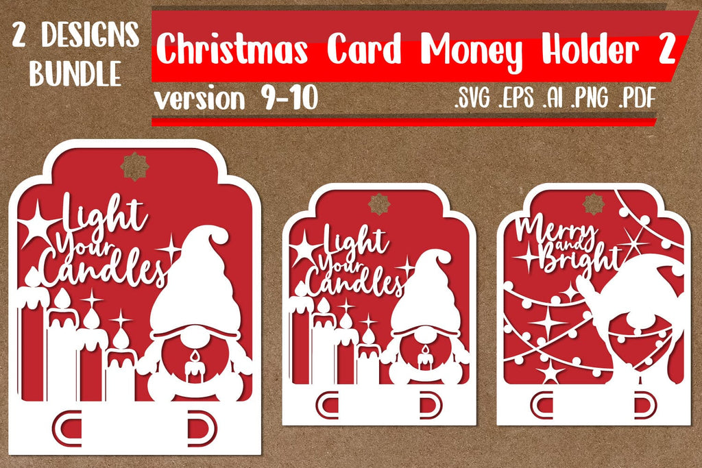 BUNDLE 2|Christmas Card Money Holder Bundle - svg eps ai png pdf - So ...