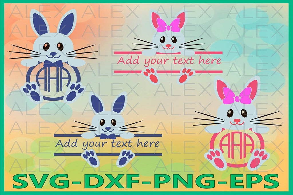 Bunny Split monogram SVG, Easter - So Fontsy