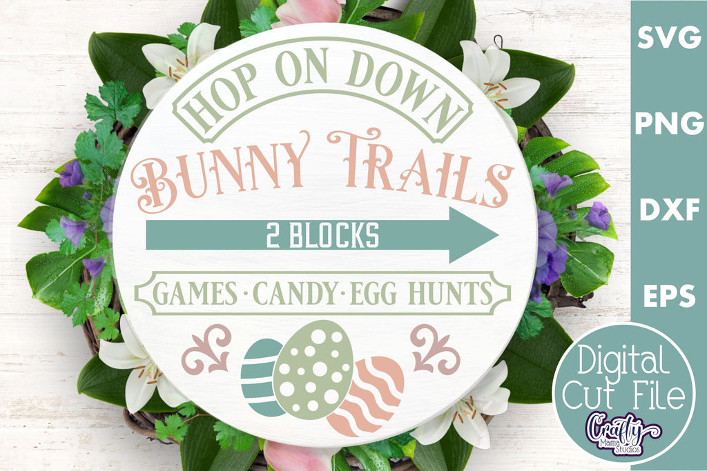 Bunny Trails | Round Easter Svg | Easter Door Hanger Svg - So Fontsy