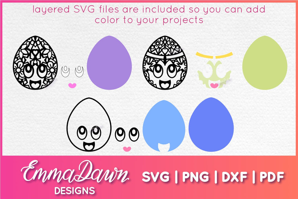 Cartoon Easter Egg SVG | Mandala Easter Eggs SVG - So Fontsy