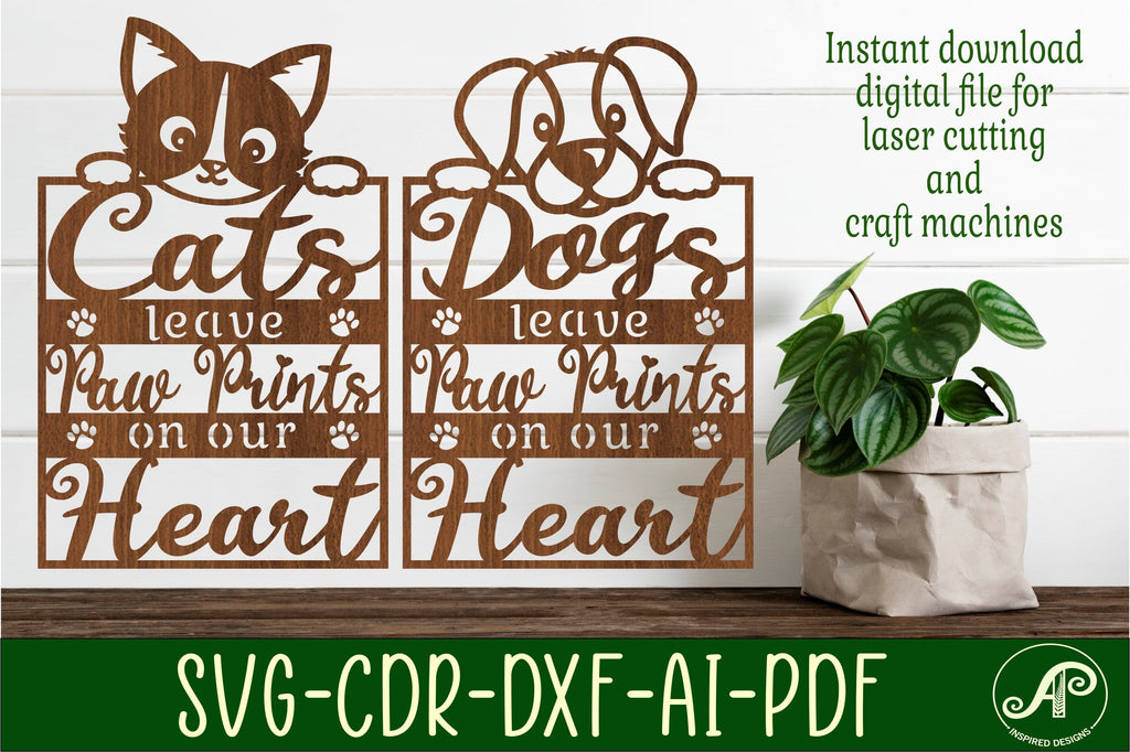 Cat and Dog quote signs svg laser cut file - So Fontsy
