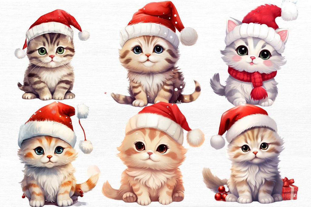 Cat Cute Christmas Clipart - So Fontsy