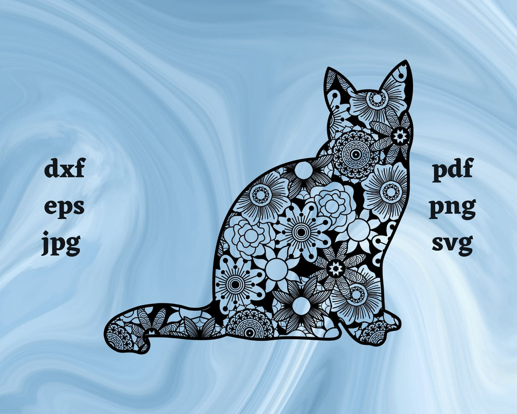 Cat Mandala SVG Cut File - So Fontsy