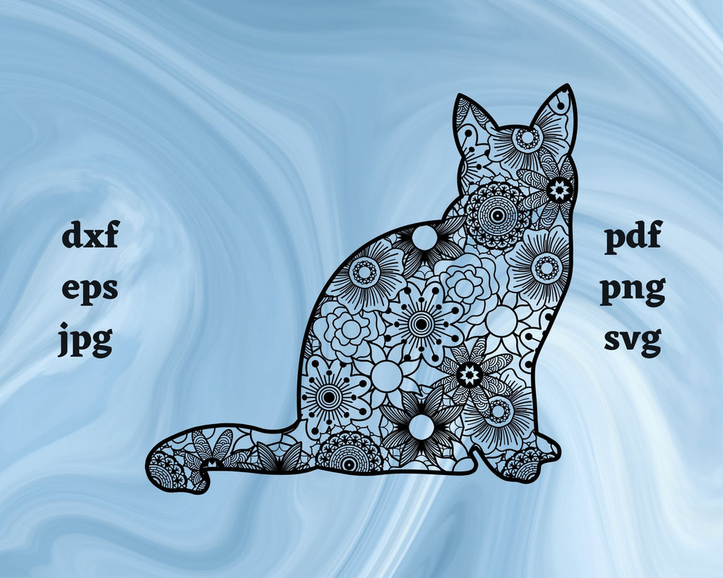 Cat Mandala SVG Cut File - So Fontsy